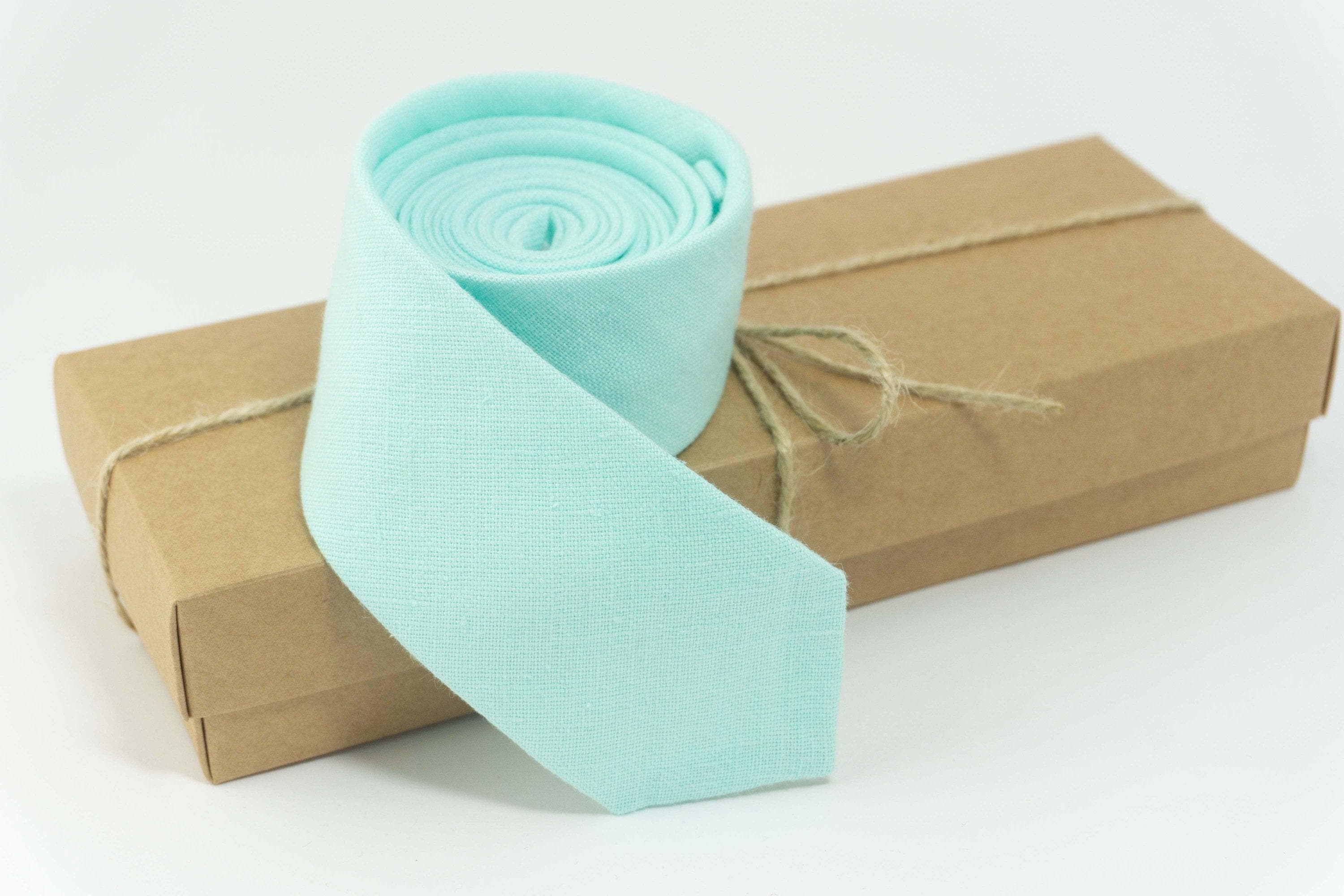 Aqua Marine Linen Necktie - Men's Wedding Ties for Groomsmen – MenLau